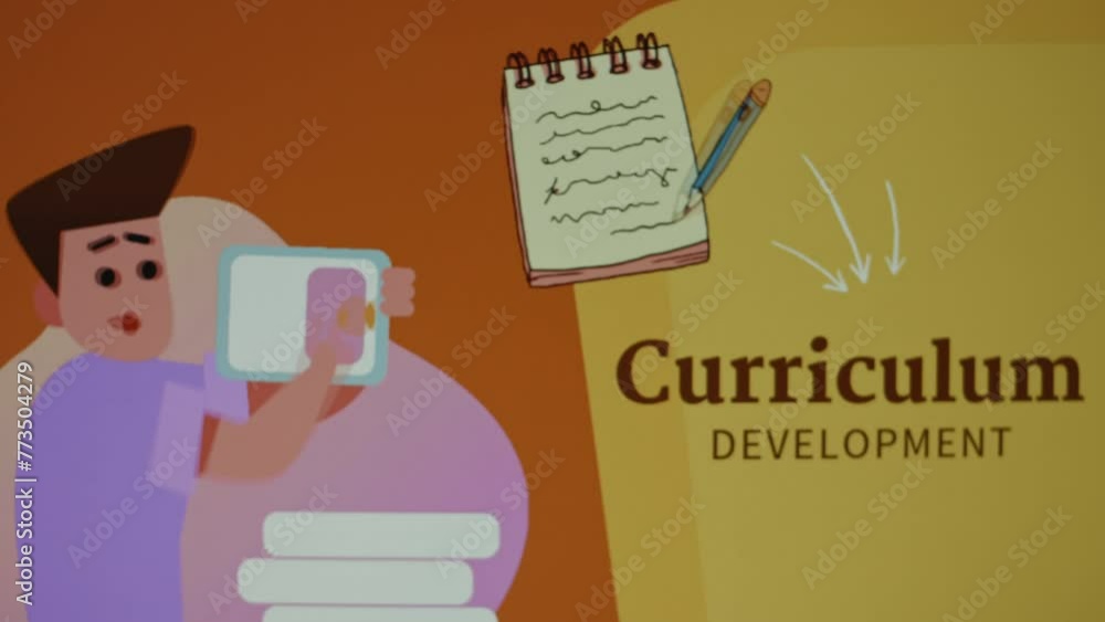 Curriculum development inscription on orange and sand color background ...