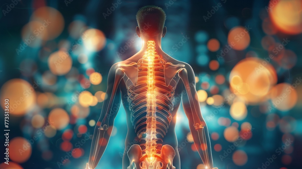 Back Pain, Backache, Human Spine X-ray Anatomy, Emphasizing the Spine ...