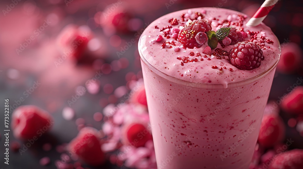 An isolated closeup of a shake shakes smoothie inside a glass on a ...