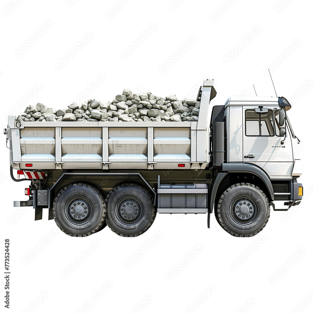 Transport truck carrying rocks and coal truck concept on mining ...