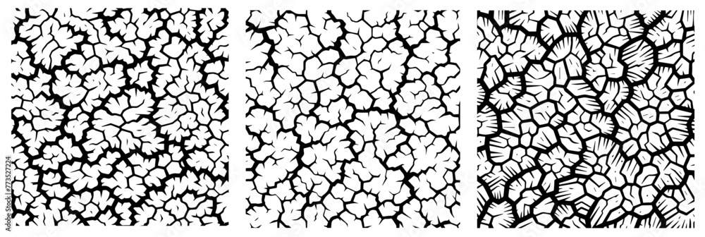 cracked earth black vector pattern, decorative transparent background ...