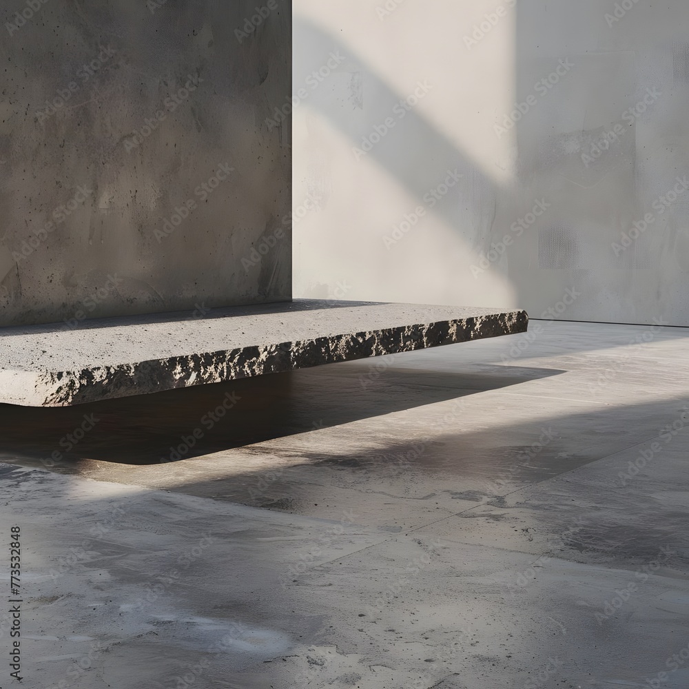 3D perspective concrete flooring texture with shadows and light, cement ...