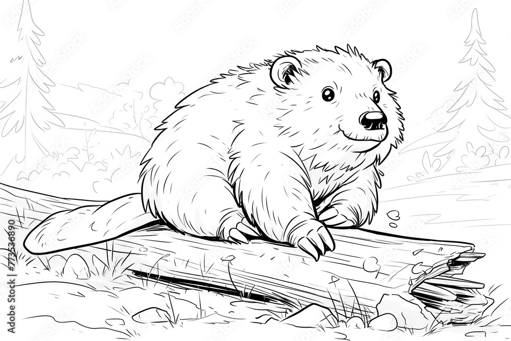 A forest scene coloring page with a . Perfect for children's coloring ...