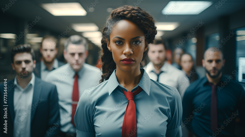 Gender Inequality in the Workplace concept. African-American woman in ...