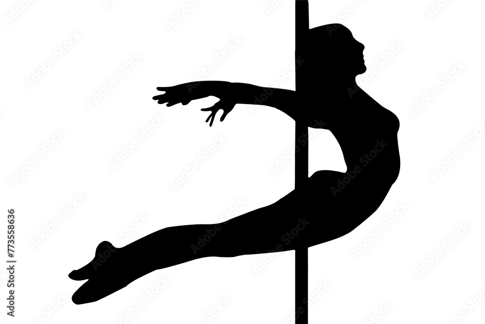 silhouette of athlete practicing sports health and exercise dance bar ...