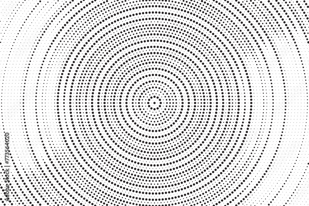 Halftone circle frame dotted background. Round border background using halftone random circle ...