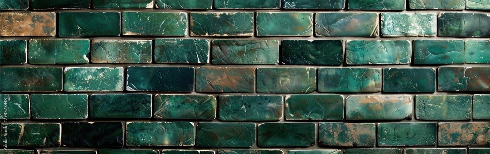 Dark Green Ceramic Subway Tile Wall Texture - Seamless Panoramic Banner ...