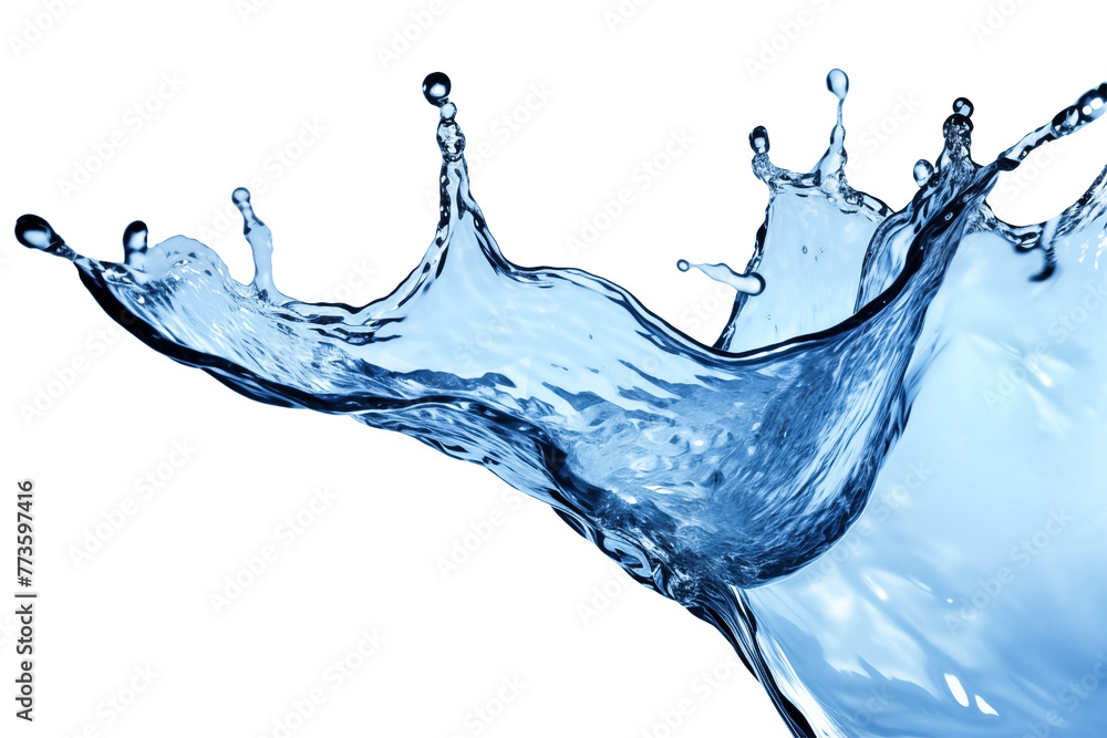 Blue water splash PNG with little water bubbles isolated on a white and ...