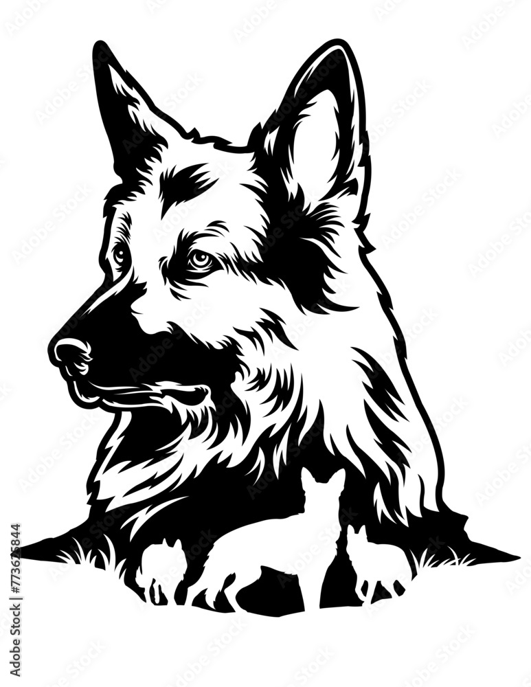 Police Dog Illustration, German Shepherd Cut File, Military Dog Service ...