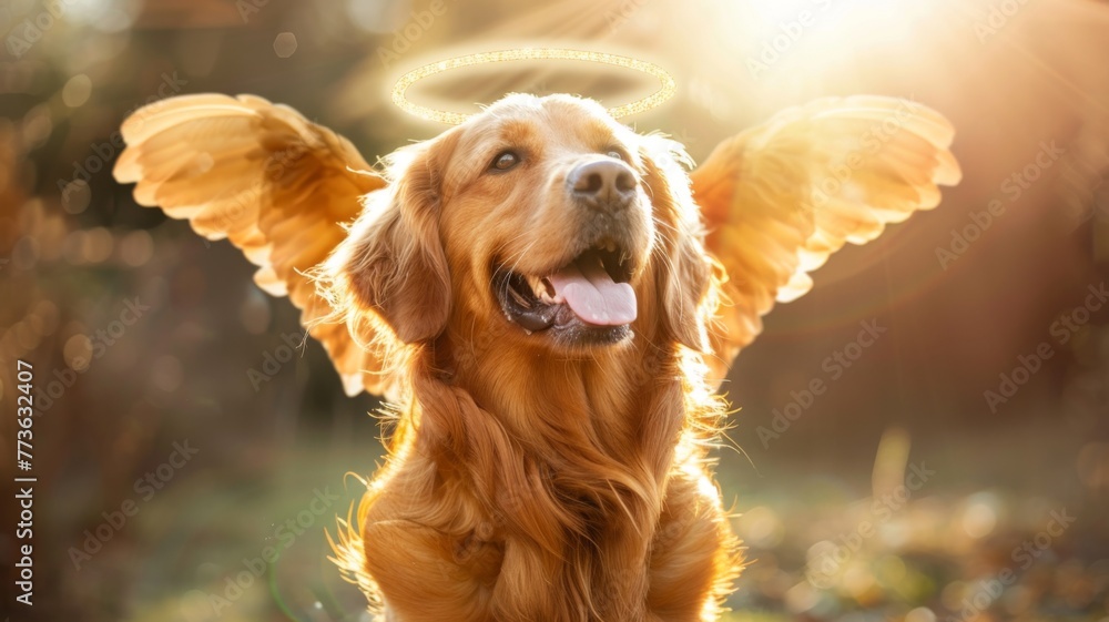 Sun-kissed Golden Retriever as a sweet angel - A Golden Retriever ...