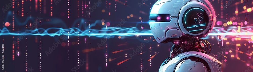 Design an illustration of a robot using vector graphics, with a focus ...