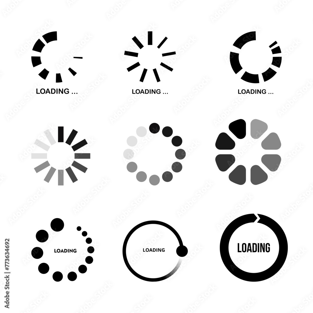Circular Loading Buffering Icons Vector Set Video Ready for Animation Gif All Keyframes Frames ...