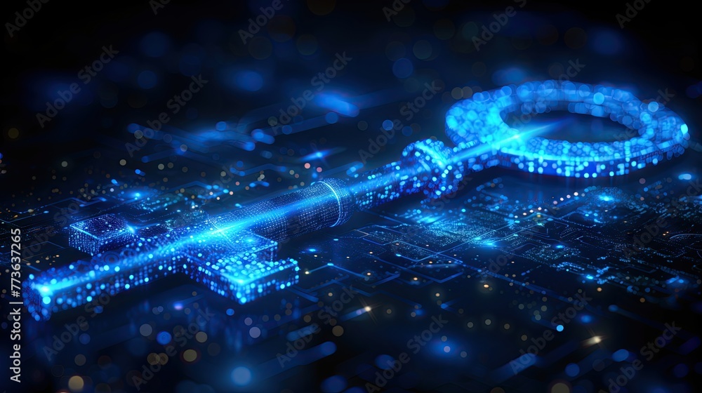 Private key. Digital lock illustration. cyber security key with digital ...