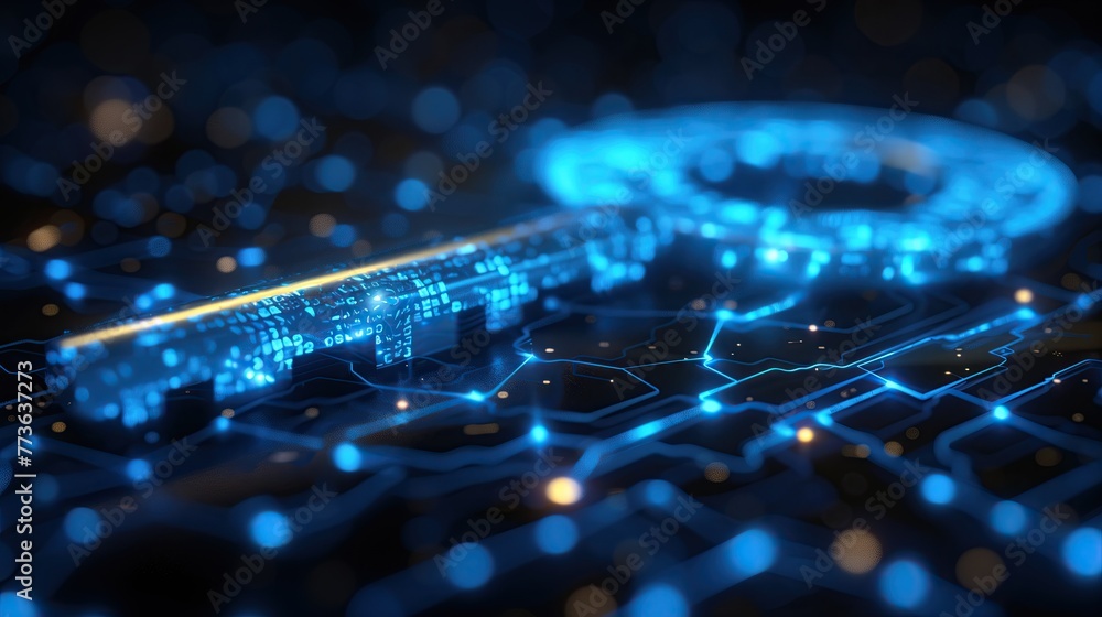 Private key. Digital lock illustration. cyber security key with digital ...