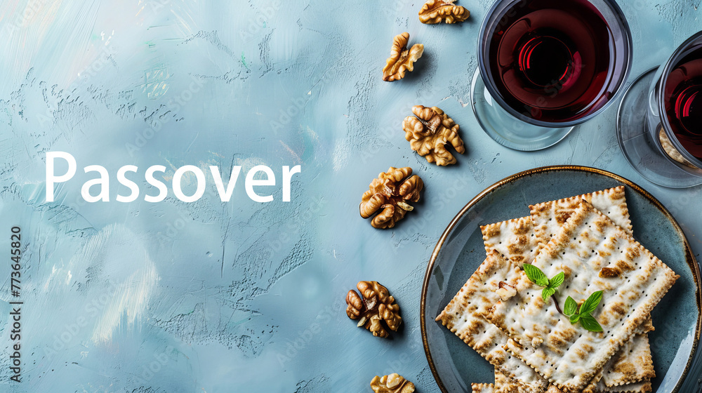 Pesach jewish holiday passover celebration concept matzah red kosher ...