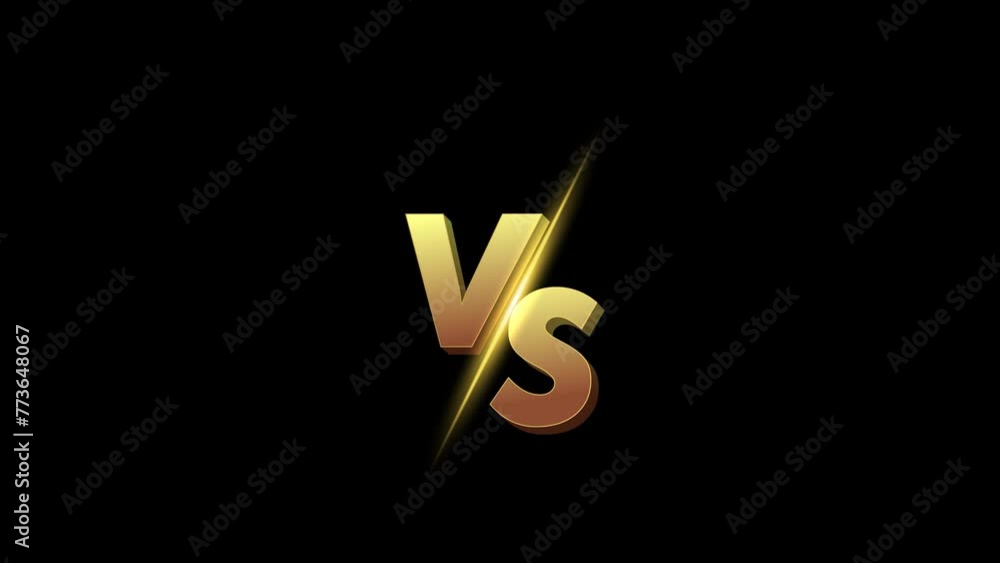 golden versus text animation. team versus fight or battle scene with ...