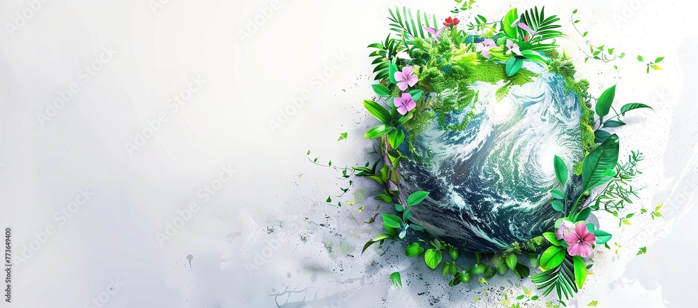 World environment and earth day concept with globe, nature and eco ...