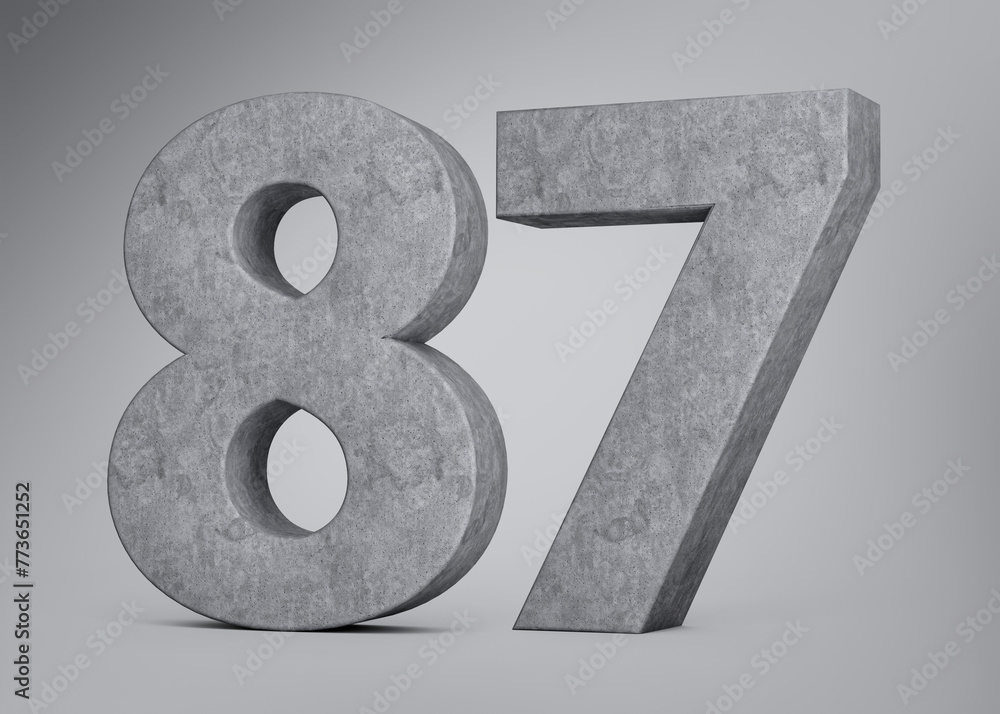 3d Concrete Number Eighty Seven 87 Made Of Grey Concrete Stone Grey ...