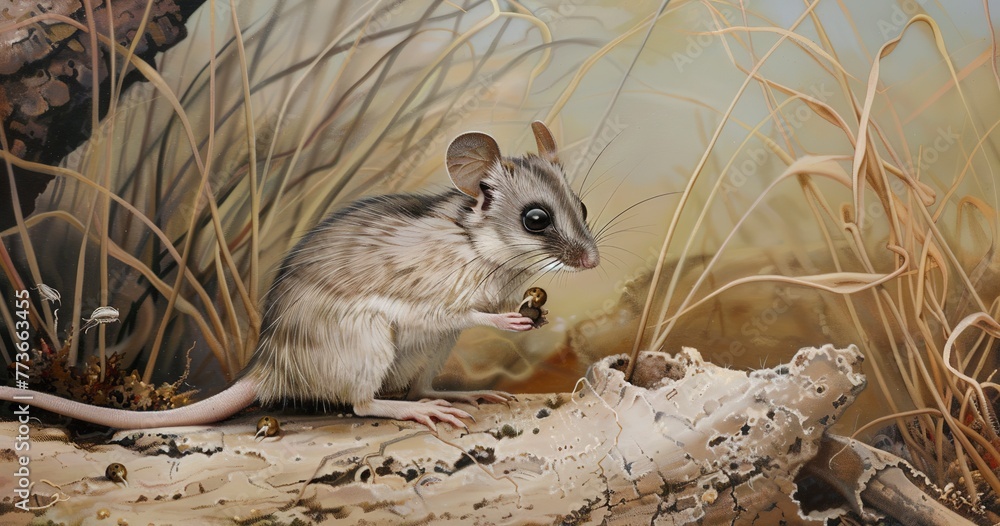 ภาพประกอบสต็อก Kangaroo Rat, cheeks bulging with foraged seeds ...