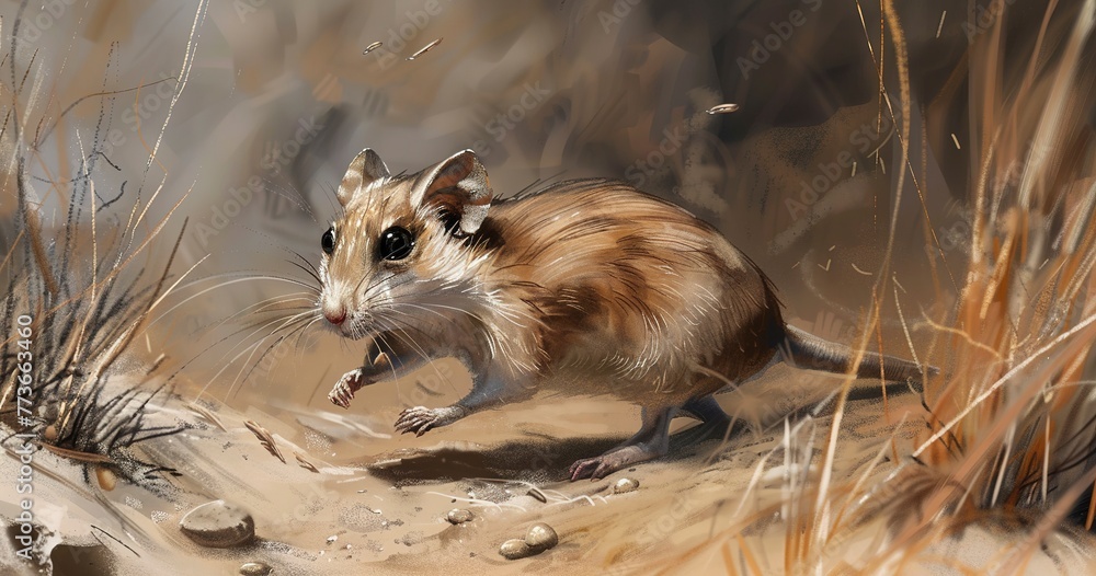 Kangaroo Rat, cheeks bulging with foraged seeds, nocturnal forager ...