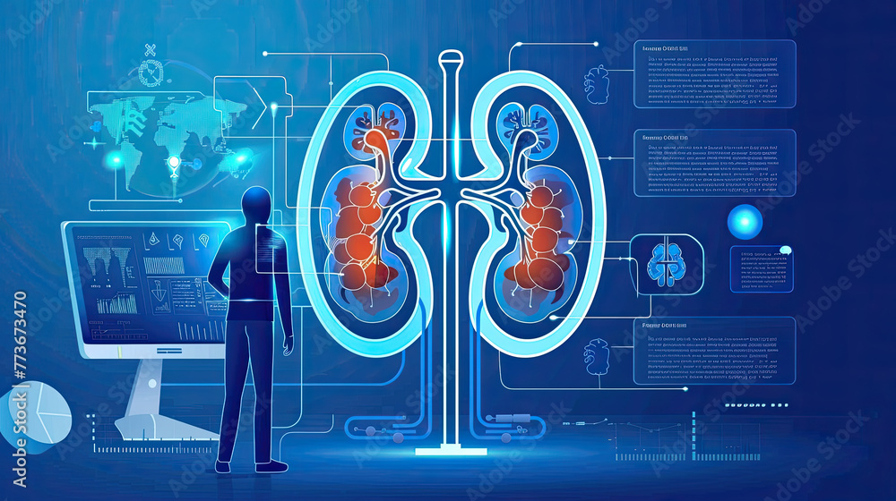 Medical research or kidney health care with diagnostics and biometrics ...