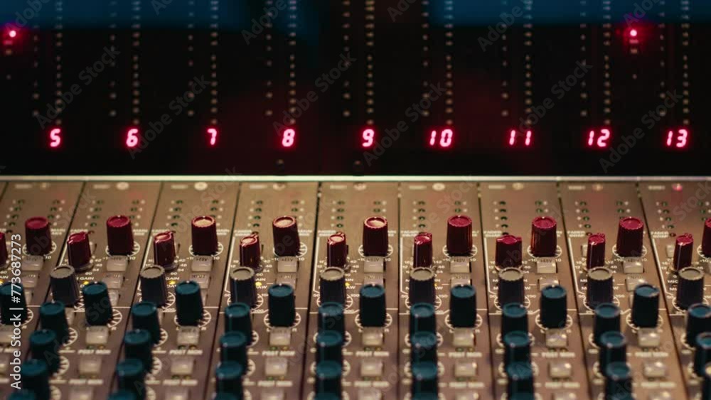 Vidéo Stock Empty professional studio with control desk mixer and pre ...