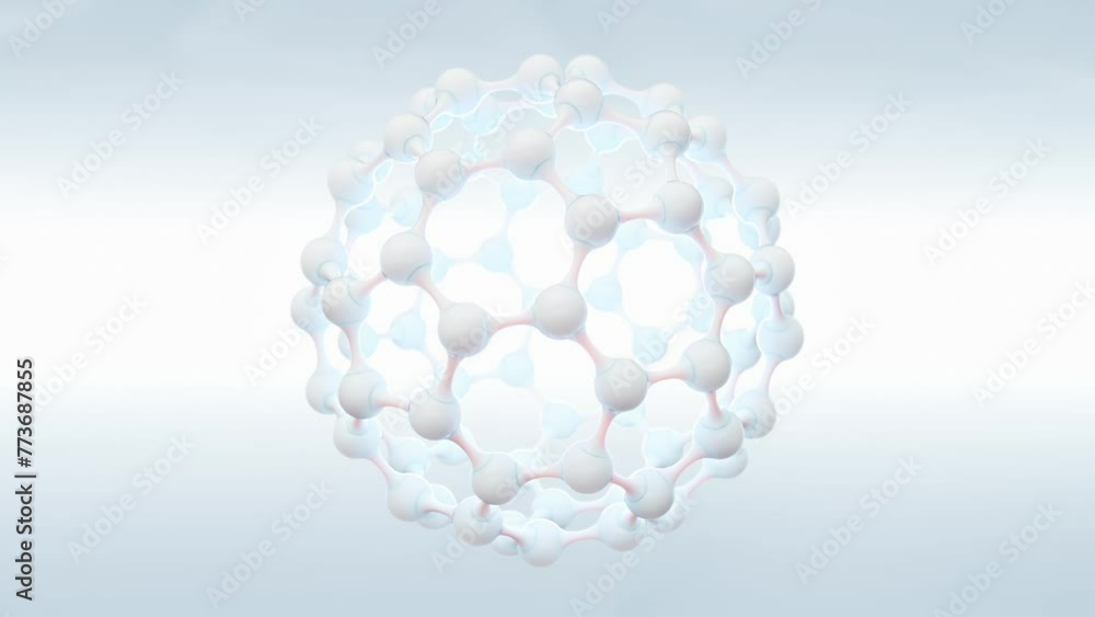 Fullerene Carbon Molecule on white background and green screen ...
