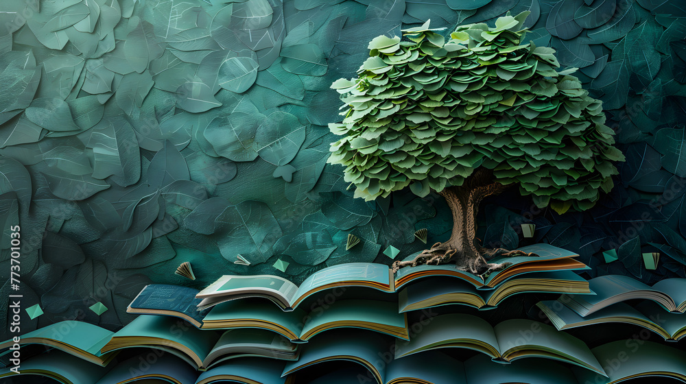 Image of a tree with books as leaves, representing the concept of ...
