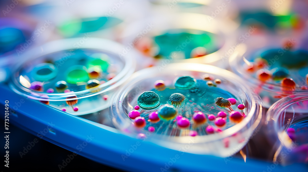Close up of a petri dish for checking an antibiotic in the laboratory ...