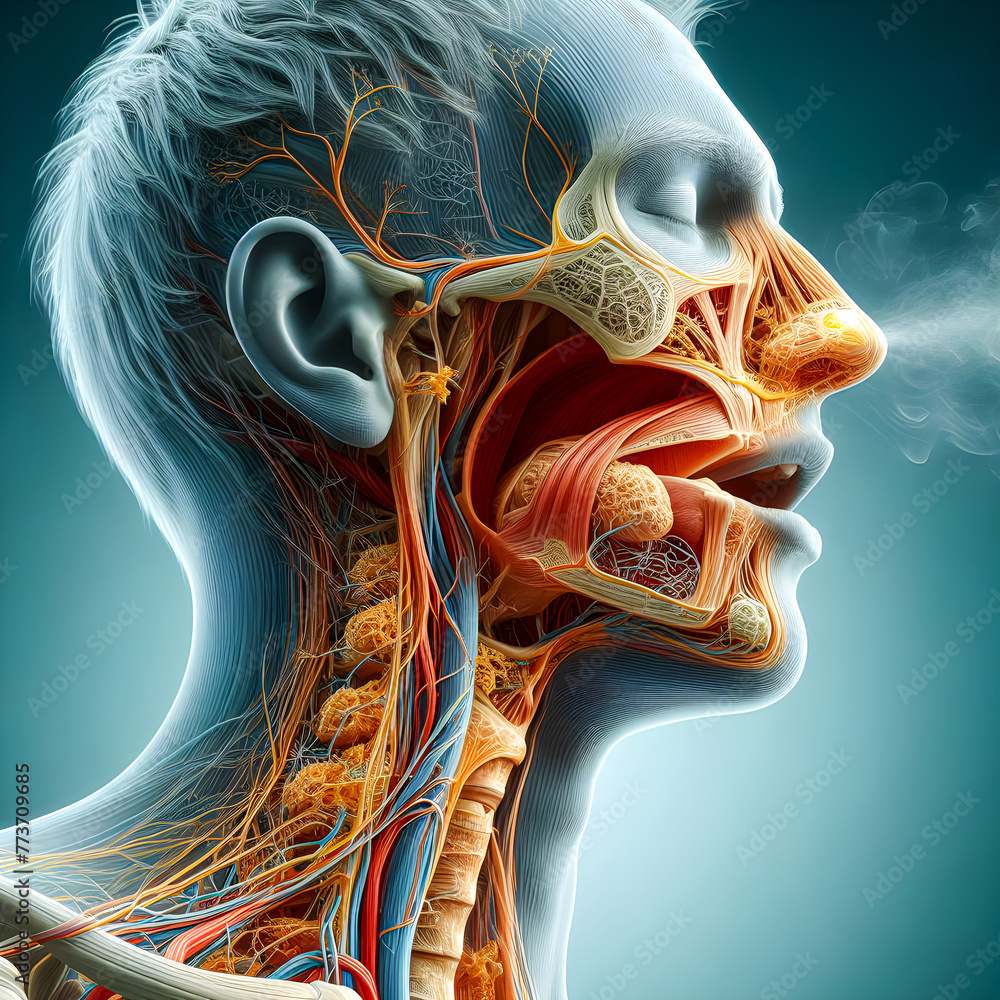 Illustration of the anatomy of the lungs as the body gently inhales and ...