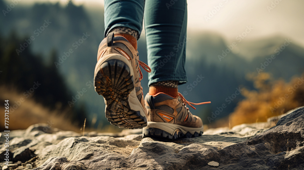 Hiking wlaking traveler mountain adventure lanscape nature outdor ...