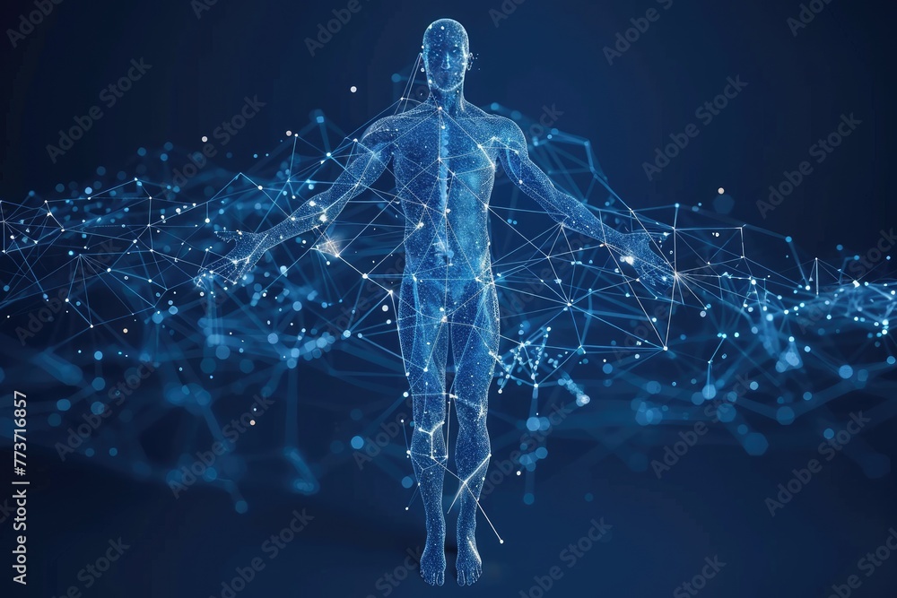Mechanized Body Abstract Low Poly Depiction of Digital 3D Human Form ...