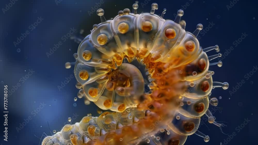 Vidéo Stock A highly magnified image of a tiny insect larvae with its ...