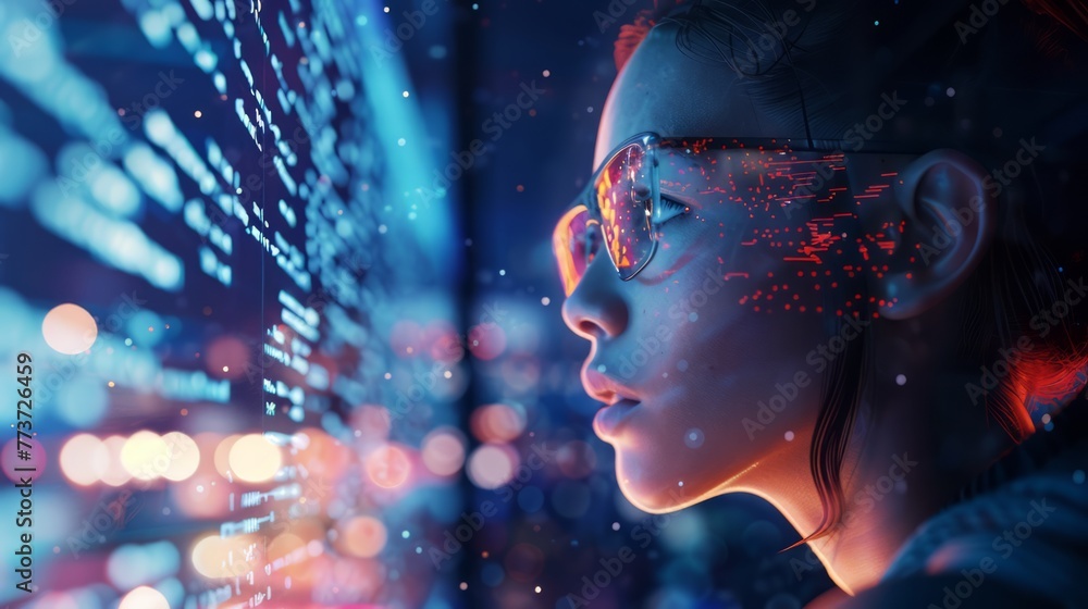 Artificial intelligence AI, A humanoid robot or chatbot interacting ...