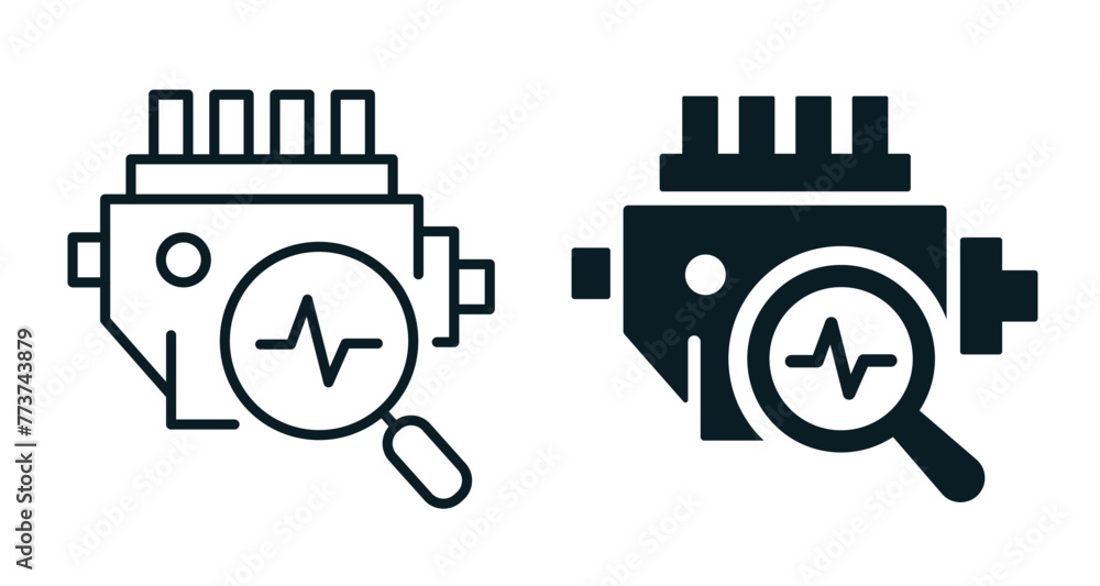 Vetor de Diagnosis high pressure fuel pump icons. Vector illustration ...