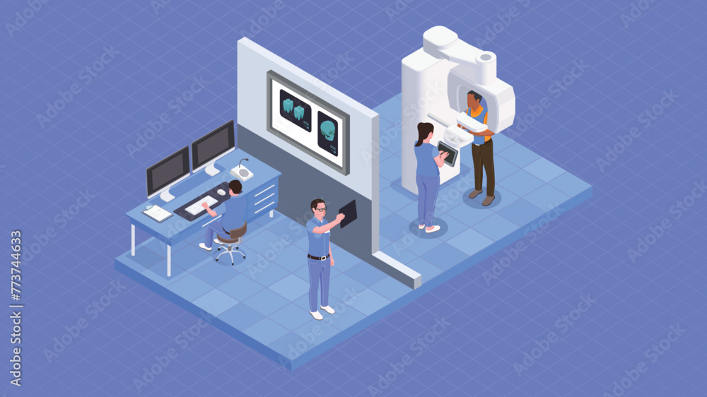 Medical 3d isometric x ray scanning vector illustration. Doctor ...