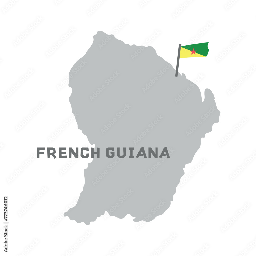 French Guiana vector map with the flag inside. Map of the French Guiana ...