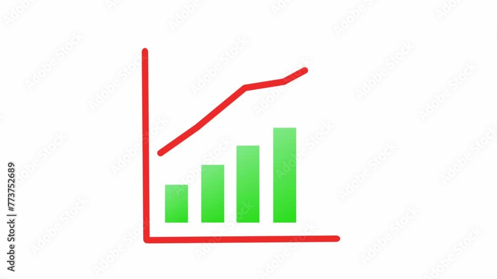 Video Stock Increase the green chart bar on the chart animation with a ...