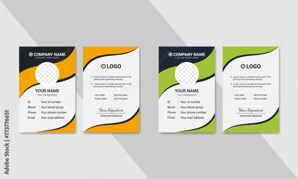 Modern id card design template bundle | Office employee Id card ...
