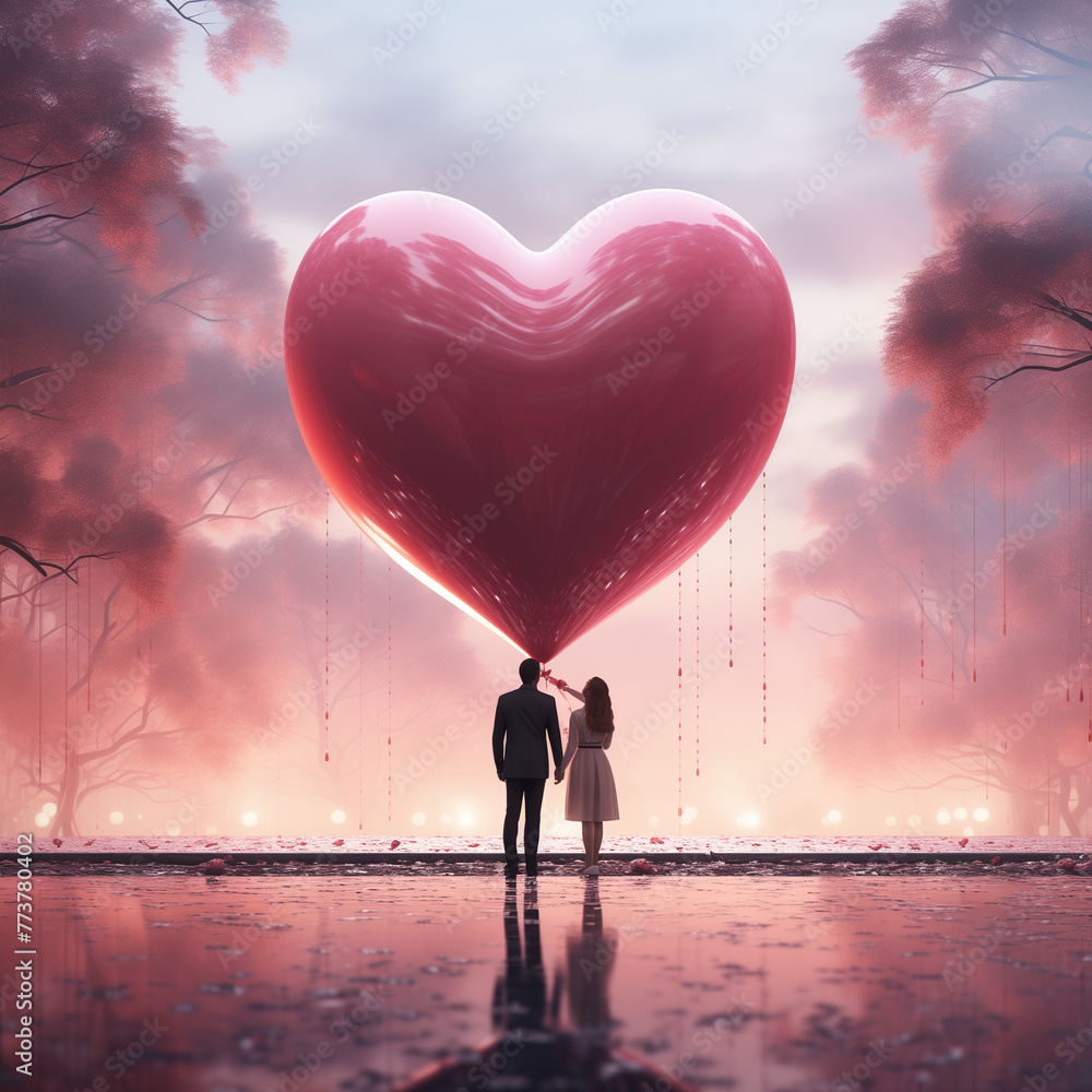 herz, liebe, himmel, valentin, ballon, rot, day, blau, symbol, meer ...