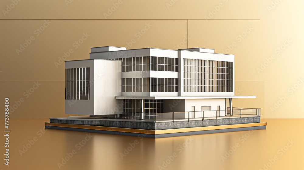 A 3D Max miniature Bauhaus building, with an emphasis on functionality ...
