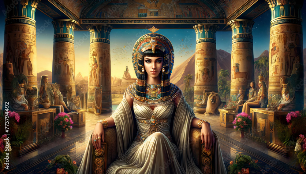 Cleopatra sitting on a throne- Egypte history Stock Photo | Adobe Stock