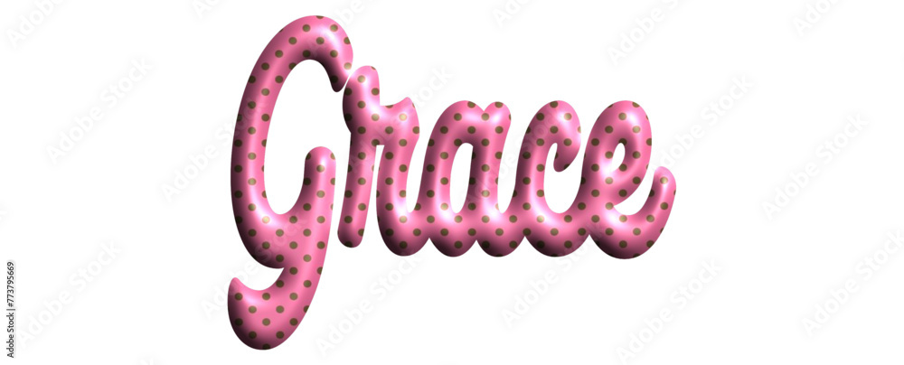 Grace - pink color with dots, fabric style -name - three-dimensional ...