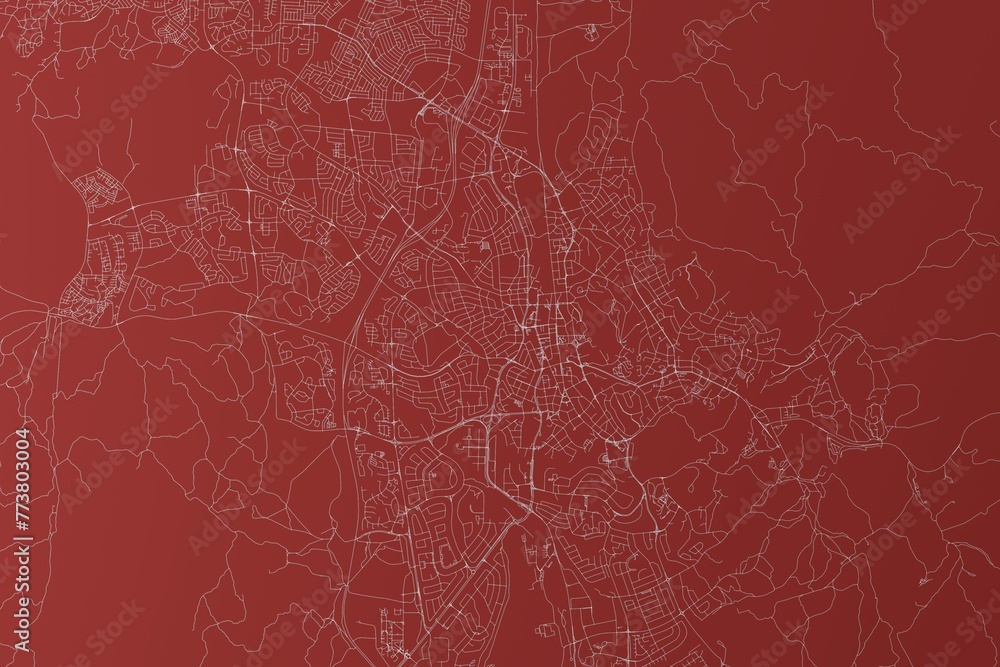 Map of the streets of Windhoek (Namibia) made with white lines on red ...