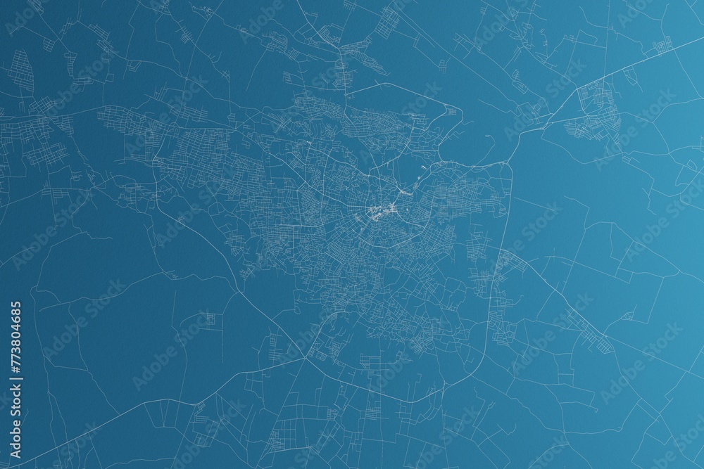 Map of the streets of Samarqand (Uzbekistan) made with white lines on ...