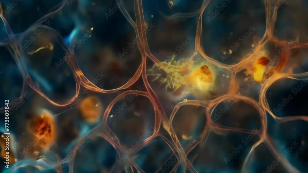 An electron microscope image of a neural tissue section giving a ...