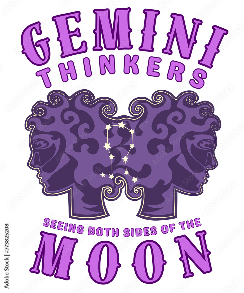 Gemini Thinkers: Seeing Both Sides Of The Moon. gemini astrology Stock ...