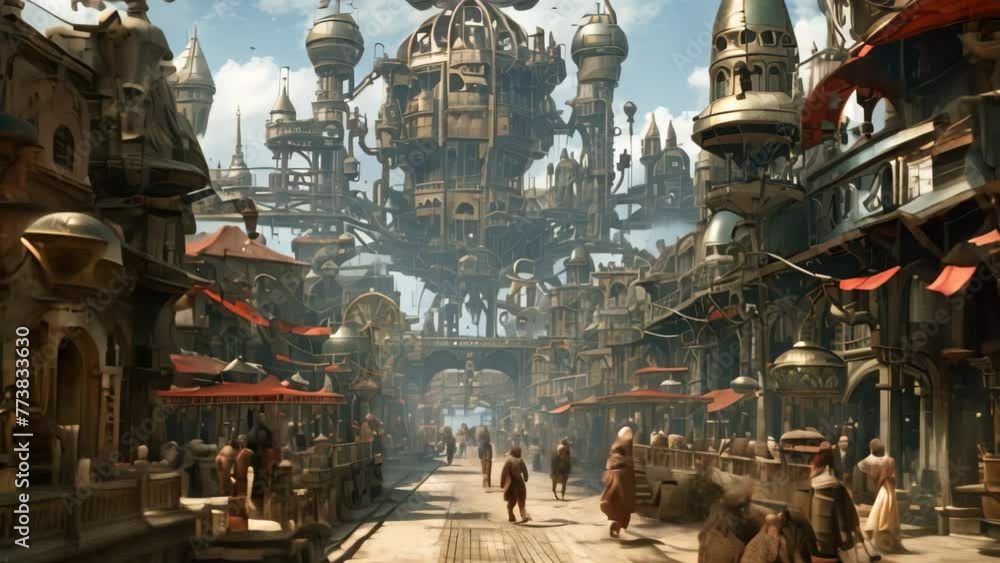 3D rendering of a fantasy city with a fantasy world map, AI Generated3D ...