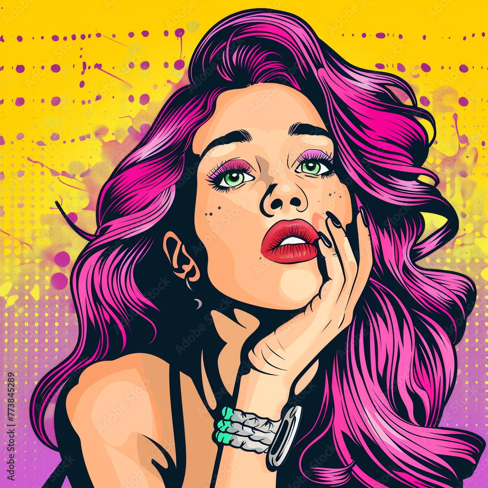 Pop art pinup girl. Retro color style. comic, glamour, gorgeous ...