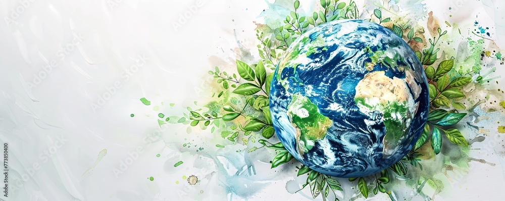 Earth day concept on white background, World environment day.art ...
